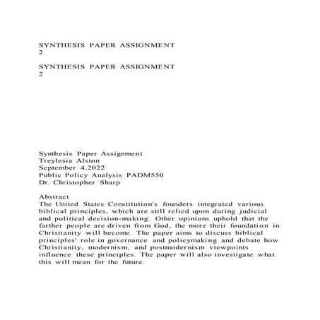 SYNTHESIS PAPER ASSIGNMENT | PDF