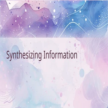 ENG. 10 Synthesizing Information POWEPOINT | PPT