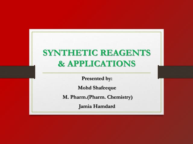 BOP REAGENT| SYNTHETIC COUPLING REAGENT.pptx | Chemistry | Science
