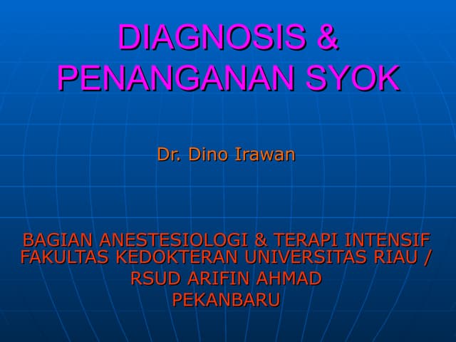 ppt_Penatalaksanaan Syok (Adam_FIK UI) | PDF