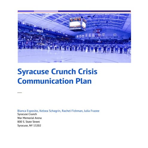 Syracuse Crunch Crisis Communication Plan | PDF | Ice Hockey | Sports