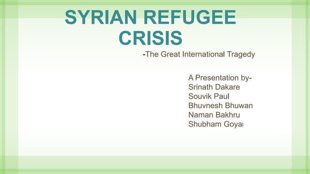 Presentation on refugee crisis | PPTX