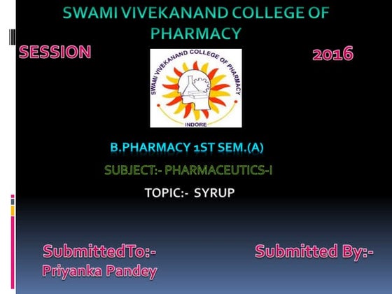 Pharmaceutical Syrups; Composition, Preparation and Examples | PPTX