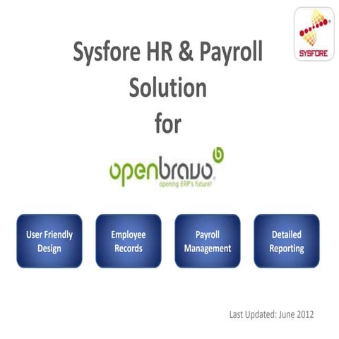 Openbravo-Sysfore HR & Payroll Management standard solution | PPT