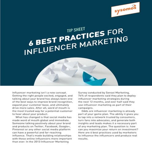 Tip sheet Influencer marketing | PDF