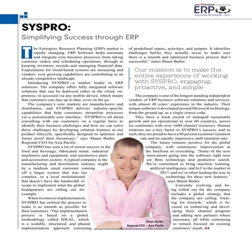 Syspro most promising erp in asia | PDF