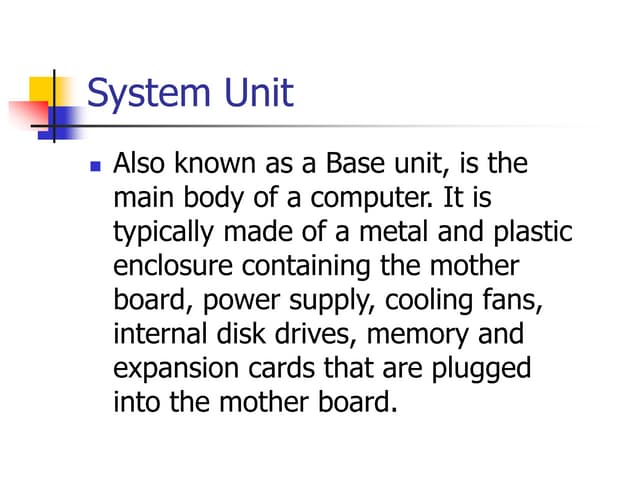 Parts of the system unit | PPTX