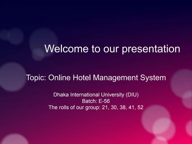 Hotel Reservation System Project Pptx Databases Computer Software And Applications