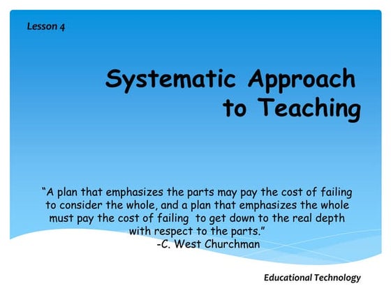 Lesson 4; Systematic approach to teaching | PPTX