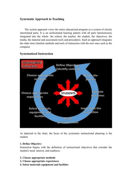 Systematic Appraoch to Teaching | PDF