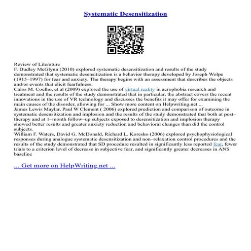 Systematic Desensitization | PDF