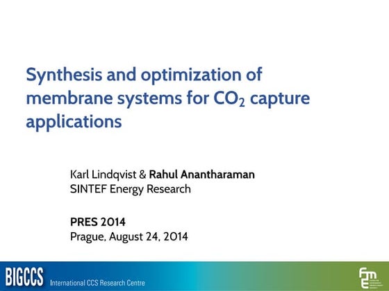 Hybrid Membrane Low Temperature Process For Post Combustion Capture Ppt