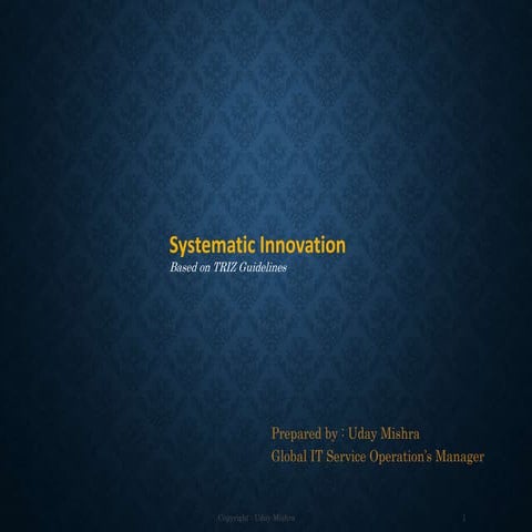 Systematic innovation in it services | PPTX