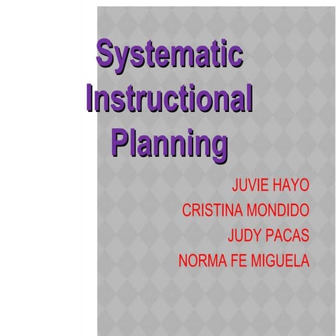 Systematic instructional planning | PPT