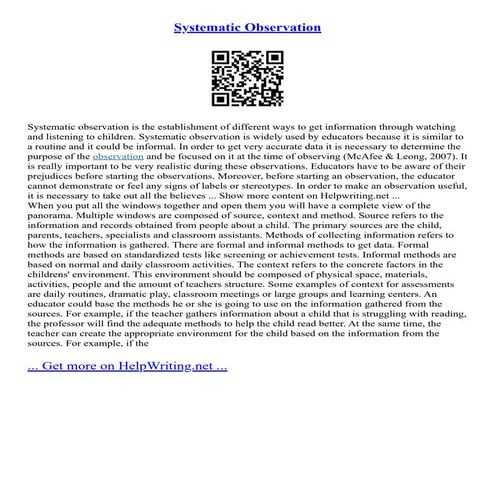 Systematic Observation | PDF