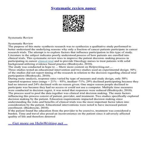 Systematic Review Paper | PDF