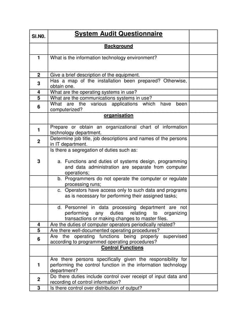 Hr audit questionnaire | PDF