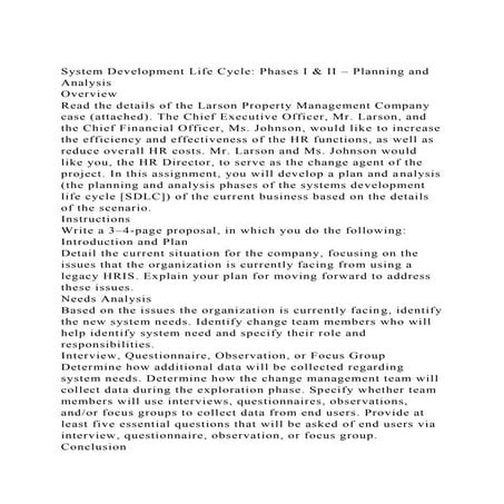 System Development Life Cycle Phases I & II – Planning and Analys | PDF