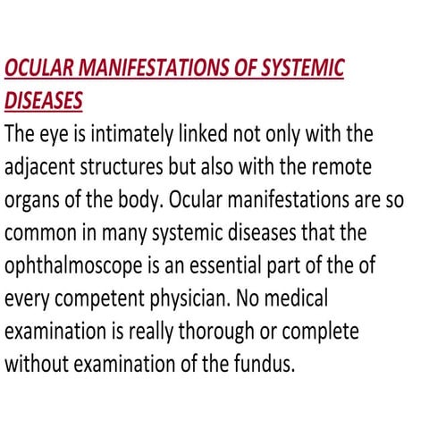 Ocular Manifestations of Systemic Disease | PDF