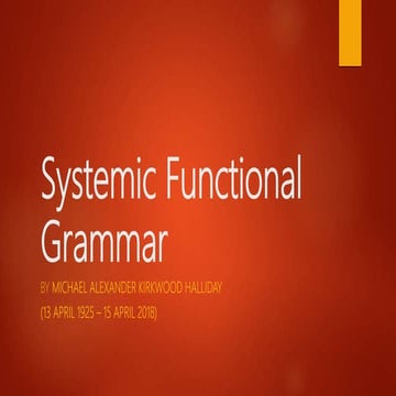 Systemic Functional Grammar | PPTX