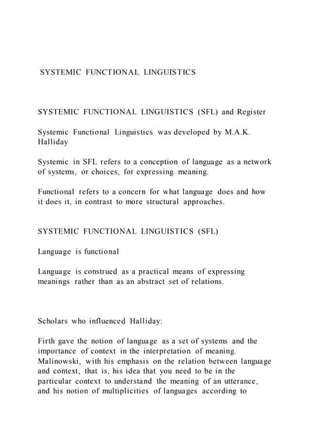 Introduction to Systemic Functional Linguistics | DOCX