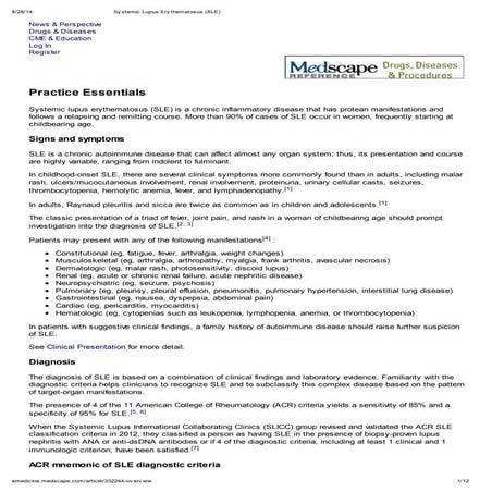 Systemic lupus erythematosus (sle) | PDF