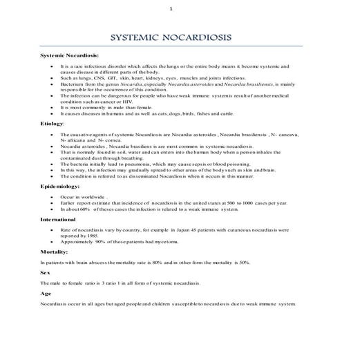 SYSTEMIC NOCARDIOSIS | DOCX