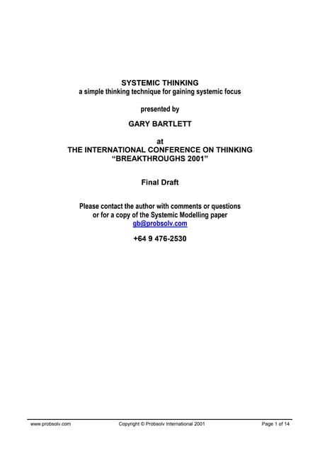 Introduction to System Thinking | PDF