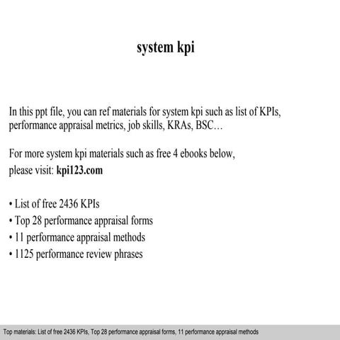 System kpi | PPT