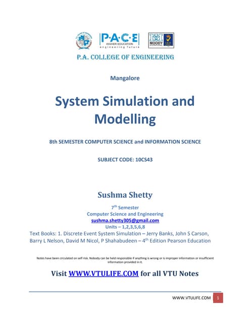 System Modeling And Simulation Introduction Ppt 1687