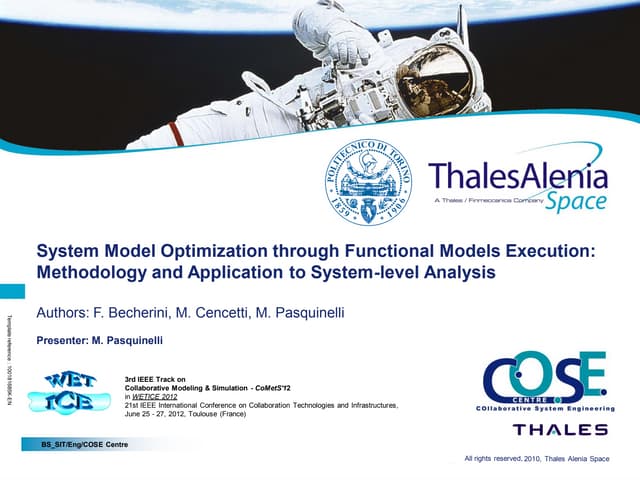 System Model Optimization Through Functional Models Execution Methodology And Application To