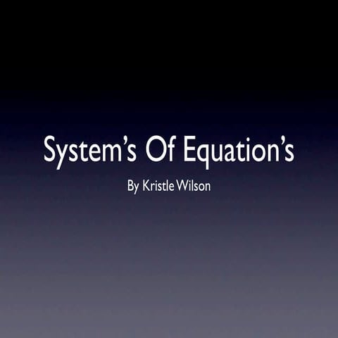 Systems of equations | KEY