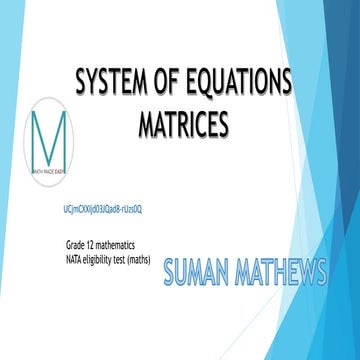 SYSTEM OF EQUATIONS (MATRICES) | PPT