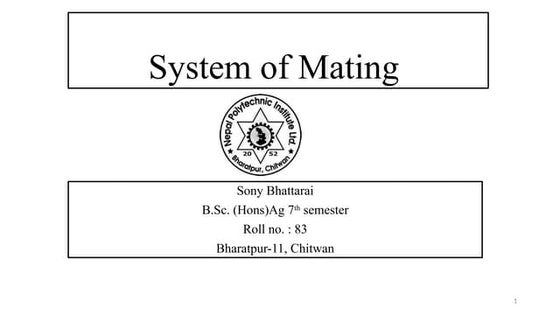 Mating systems (population genetics) | PPT