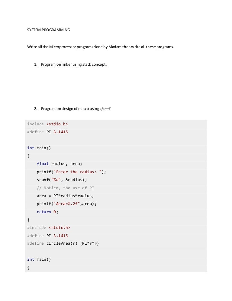Systemprogramming Lab Manual