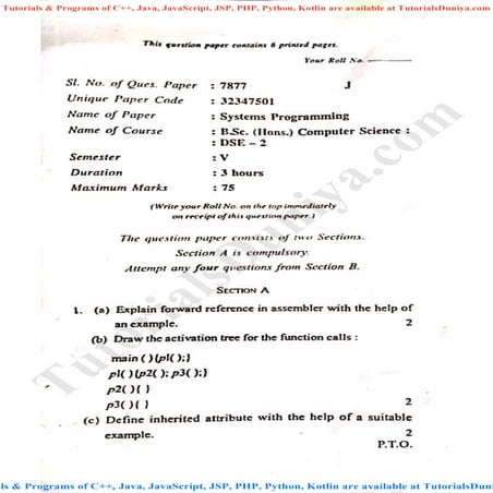 System programming 4 dec 2019 tutorialsduniya | PDF