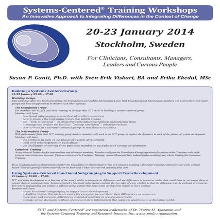 Systems centered training workshops stockholm 2014 | PDF