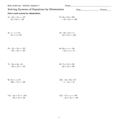 Systems%20of%20 equations%20elimination | PDF