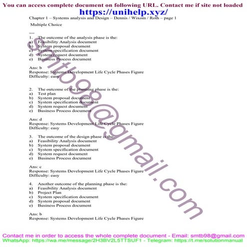 Question Bank for Systems Analysis and Design (5th Edition ...