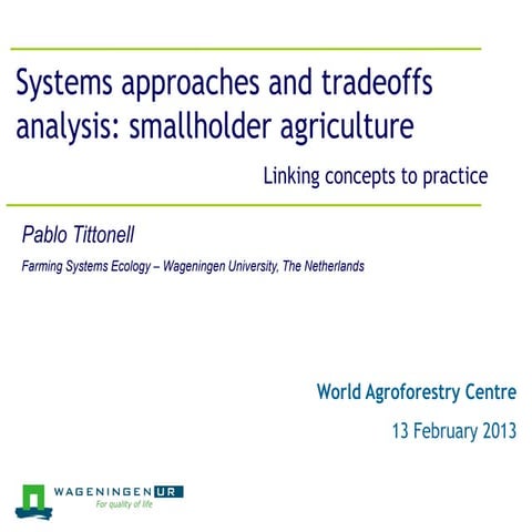 Systems Approaches To Support Ecological Intensification Ppt