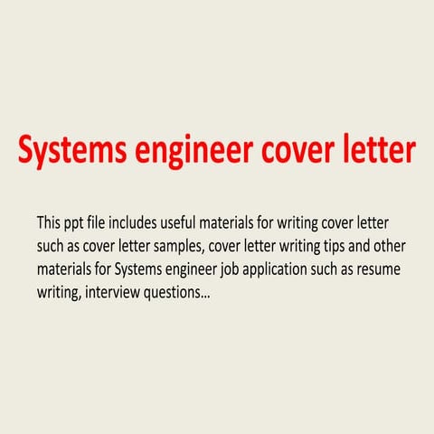Systems engineer cover letter | PPT