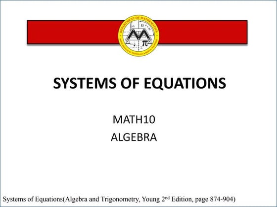 9.1 Systems of Linear Equations | PPT