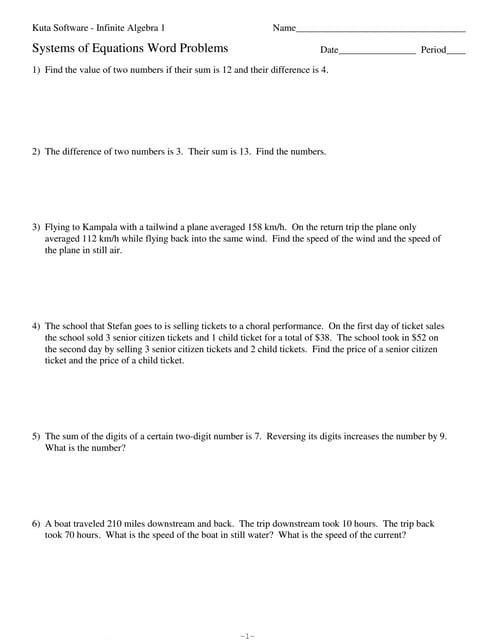 Word Problems Linear | PPT