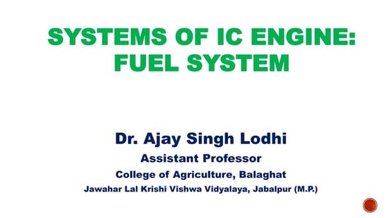 ENGINE LUBRICATING SYSTEM | PPT