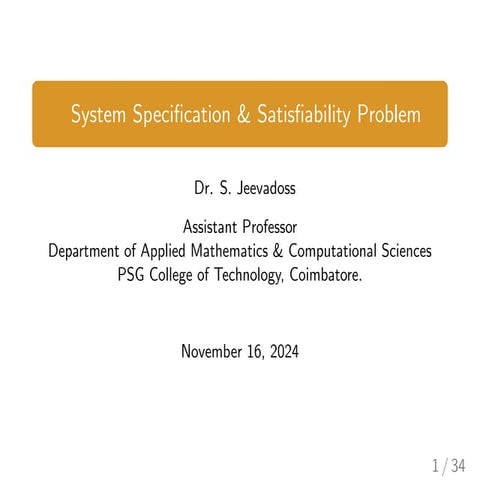 System Specification and Satisfiability problems | PDF