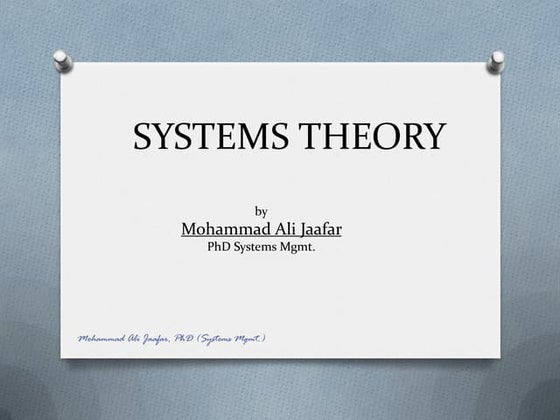 System Theory By Von Bertalanffy | PPT