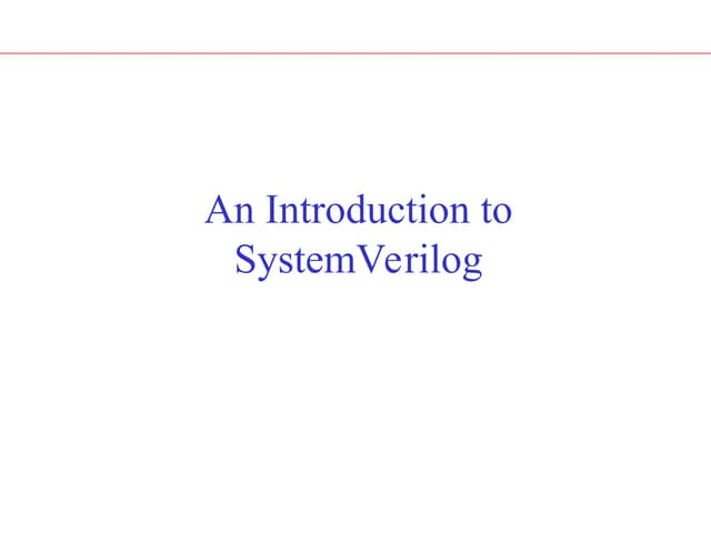 Systemverilogveriflcation System Verilog Concepts For Digital Vlsippt 4678