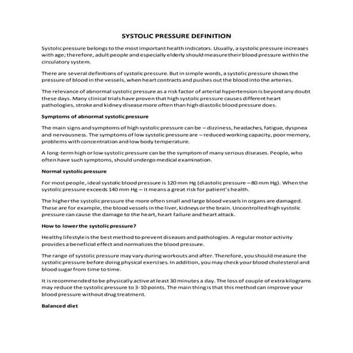 Systolic pressure definition | DOCX