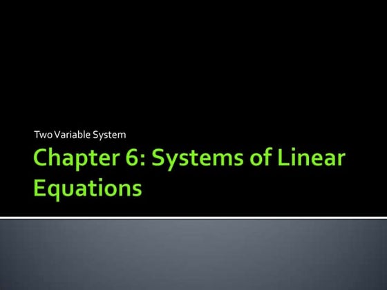 Intro to systems_of_linear_equations | PPT