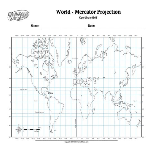 Worksheet works world_mercator_projection_2 | PDF | Geography | Science